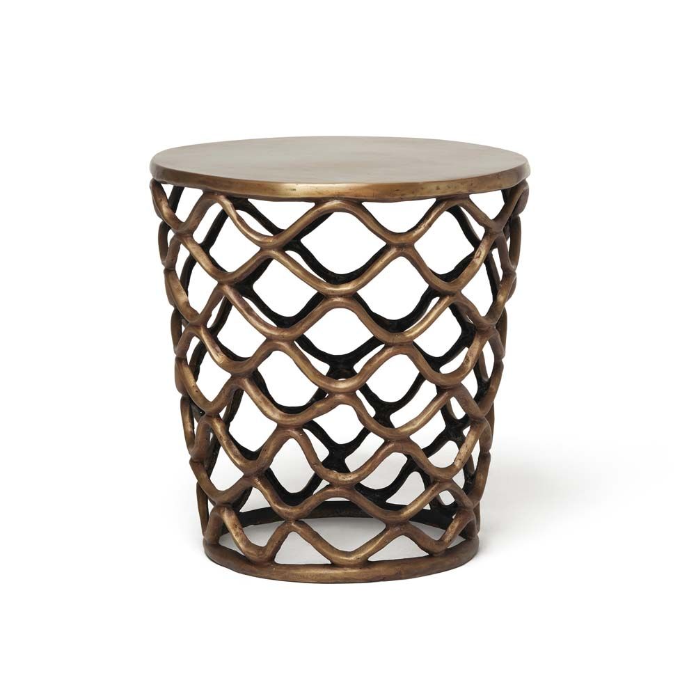 Lattice Accent Table - Antique Brass